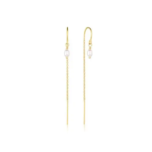SET & STONES Madeline Pearl Threader Earrings - Gold