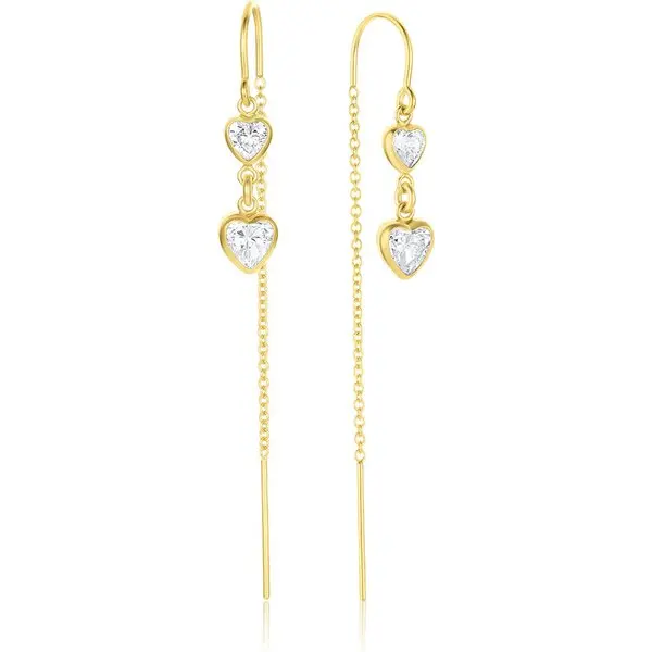 SET & STONES Amy Heart Threader Earrings - Gold