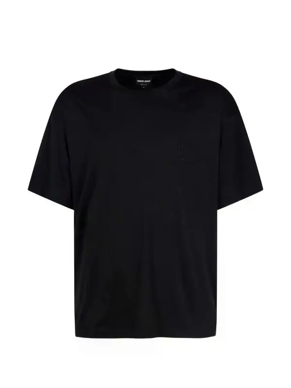 Giorgio Armani Embroidered Cotton-modal T-shirt - Black