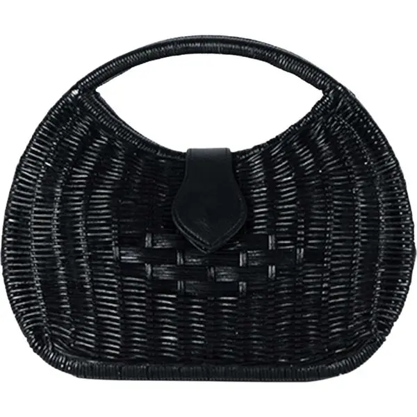 JELAVU Artemiss Rattan Half Moon Clutch - Black