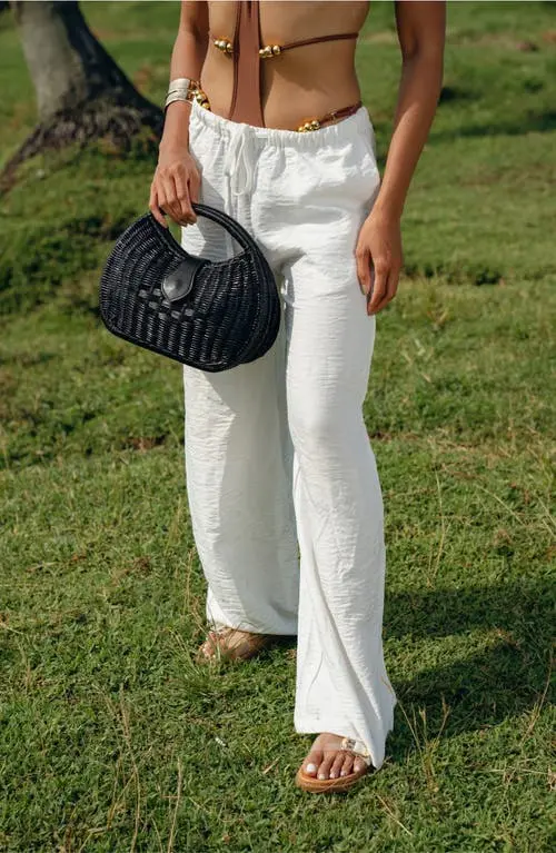 JELAVU Artemiss Rattan Half Moon Clutch - Black
