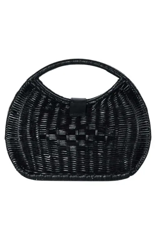 JELAVU Artemiss Rattan Half Moon Clutch - Black