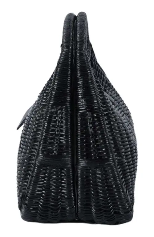 JELAVU Artemiss Rattan Half Moon Clutch - Black
