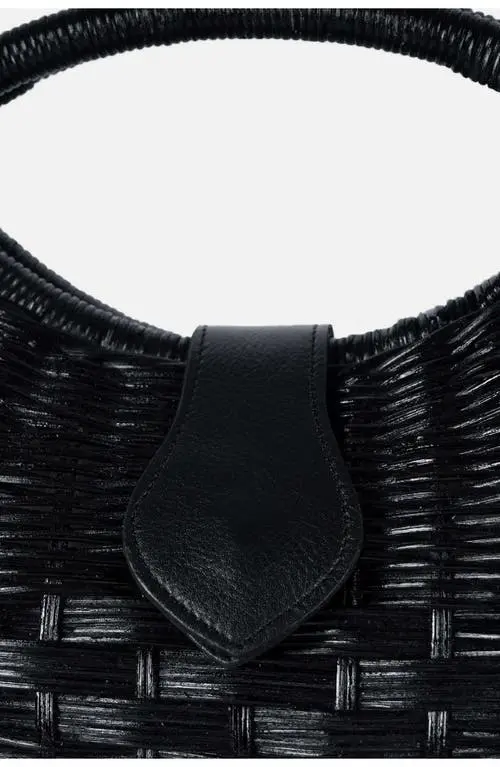 JELAVU Artemiss Rattan Half Moon Clutch - Black