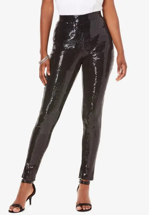Roaman's Sequin Legging - Black