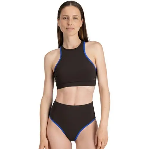 Wallien High-waisted Bikini Bottom - Coffee/blue