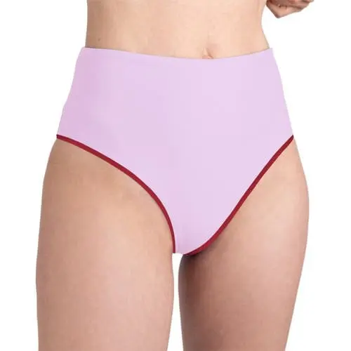 Wallien High-waisted Bikini Bottom - Lilac/sporting Red