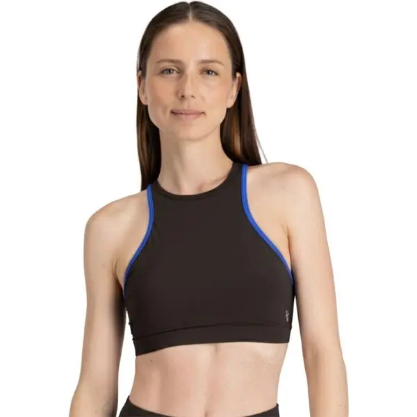 Wallien Racerfront Tie Bikini Top - Coffee/blue