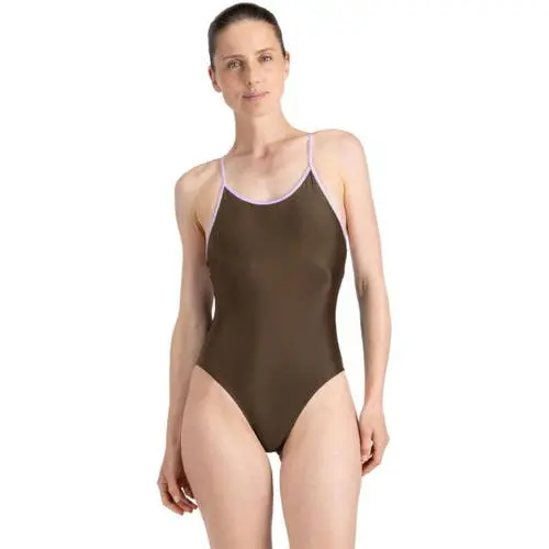 Wallien Liberty Racerback Performance Swimsuit - Coffee/lilac