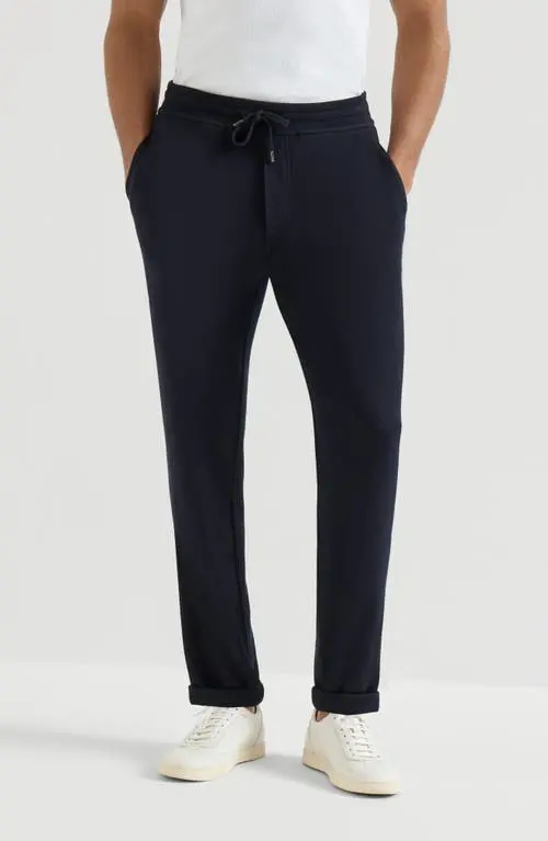 Brunello Cucinelli Cashmere And Silk French Terry Trousers - Blue