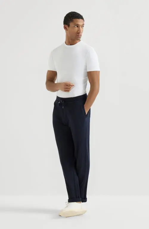 Brunello Cucinelli Cashmere And Silk French Terry Trousers - Blue