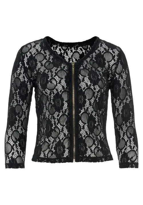 LASCANA Floral Lace Zip Jacket
