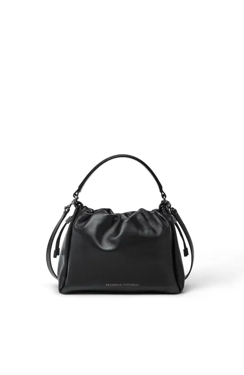 Brunello Cucinelli Small Soft Leather Mellow Bucket Bag - Black