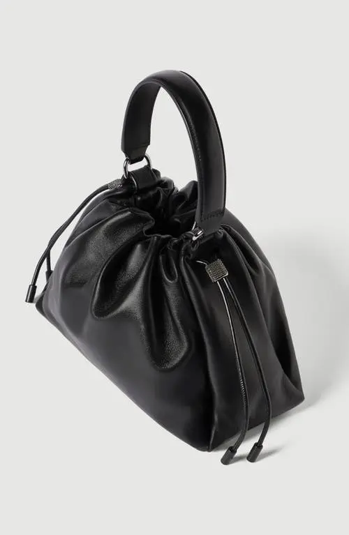 Brunello Cucinelli Small Soft Leather Mellow Bucket Bag - Black