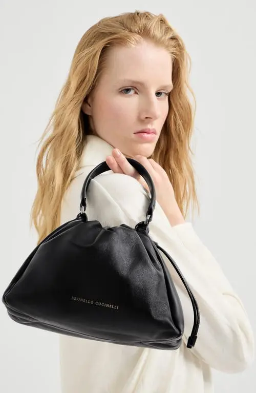Brunello Cucinelli Small Soft Leather Mellow Bucket Bag - Black