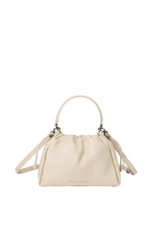 Brunello Cucinelli Small Soft Leather Mellow Bucket Bag - Ivory