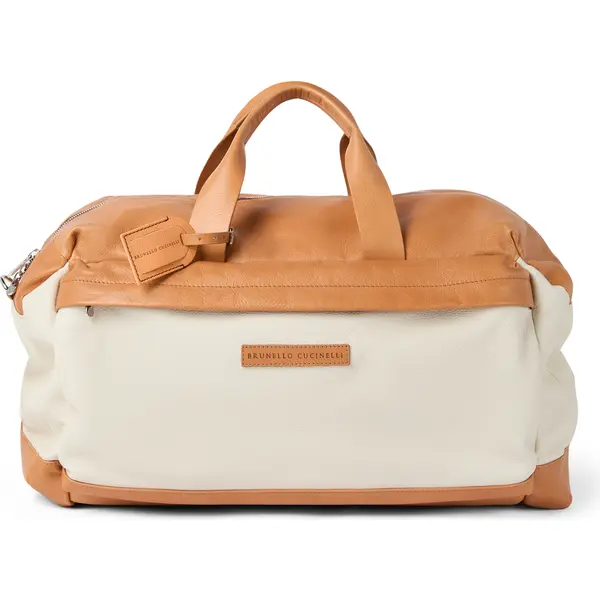 Brunello Cucinelli Grained Calfskin Active Bag - Natural