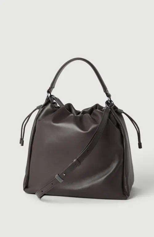 Brunello Cucinelli Soft Leather Mellow Bucket Bag - Brown
