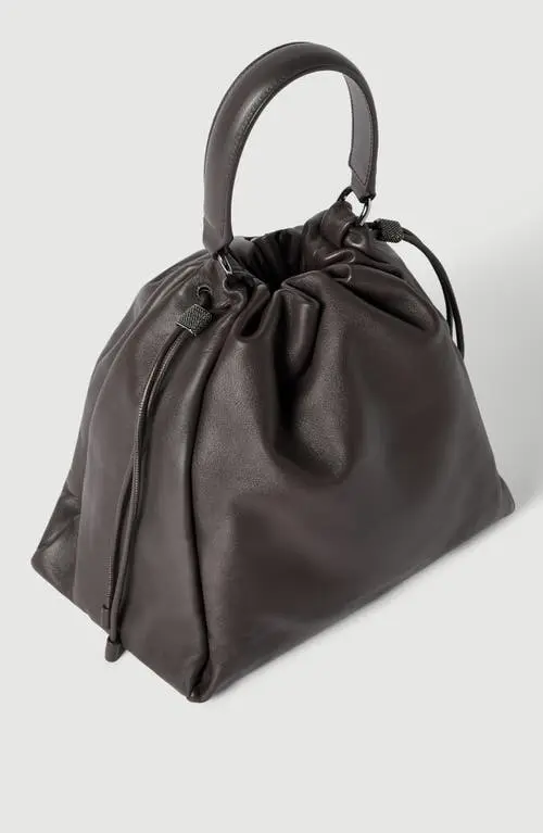 Brunello Cucinelli Soft Leather Mellow Bucket Bag - Brown