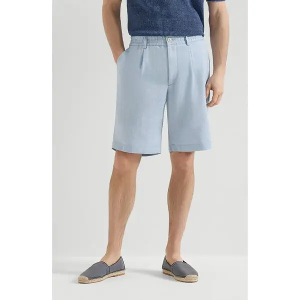 Brunello Cucinelli Chevron Bermuda Shorts - Azure