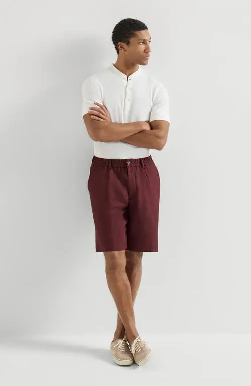 Brunello Cucinelli Chevron Bermuda Shorts - Cherry