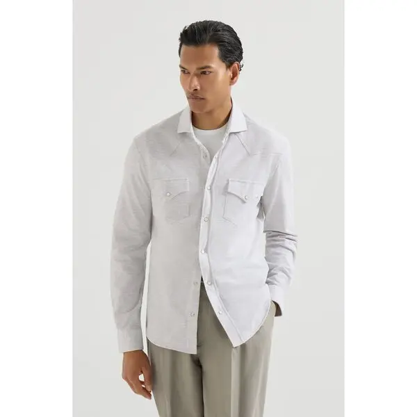Brunello Cucinelli Easy-fit Shirt With Shoulder Yoke - Pebble