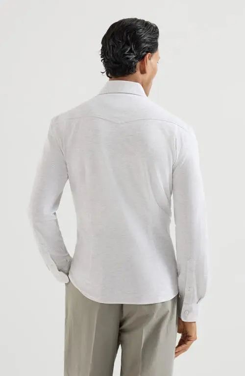 Brunello Cucinelli Easy-fit Shirt With Shoulder Yoke - Pebble