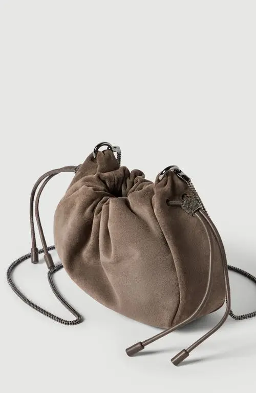 Brunello Cucinelli Suede Mini Mellow Bucket Bag