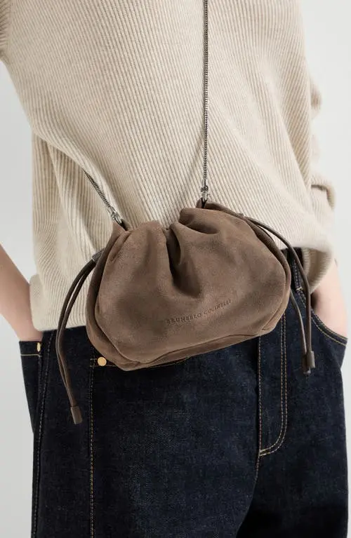 Brunello Cucinelli Suede Mini Mellow Bucket Bag