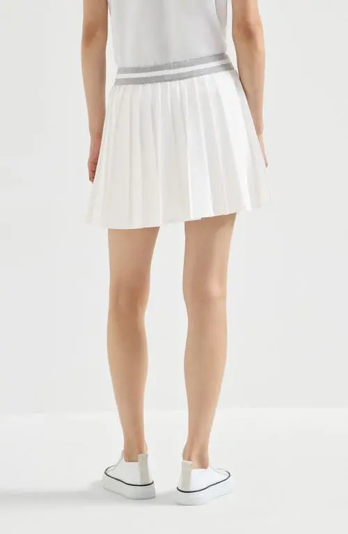 Brunello Cucinelli Techno Poplin Pleated Skirt With Logo