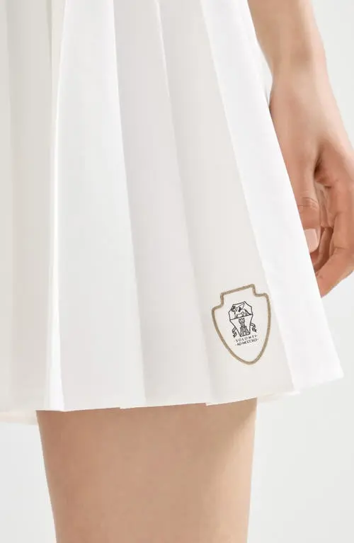 Brunello Cucinelli Techno Poplin Pleated Skirt With Logo