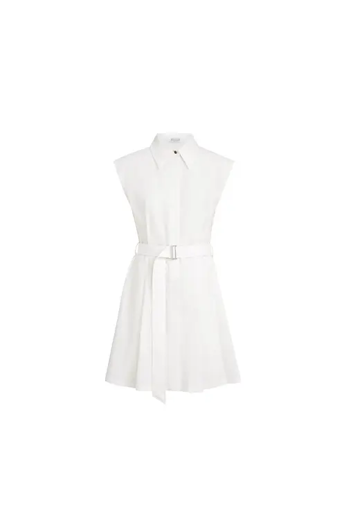 Brunello Cucinelli Mini Chemisier Dress With Monili - Panama