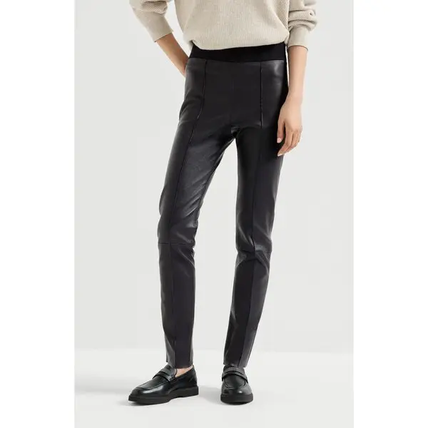Brunello Cucinelli Stretch Nappa Leggings - Black