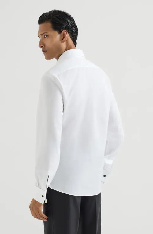 Brunello Cucinelli Tuxedo Shirt With Pleating - White