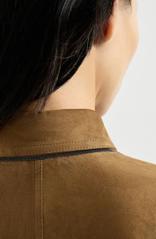 Brunello Cucinelli Suede Shirt With Monili