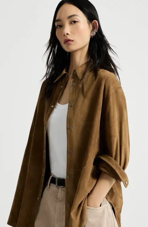 Brunello Cucinelli Suede Shirt With Monili