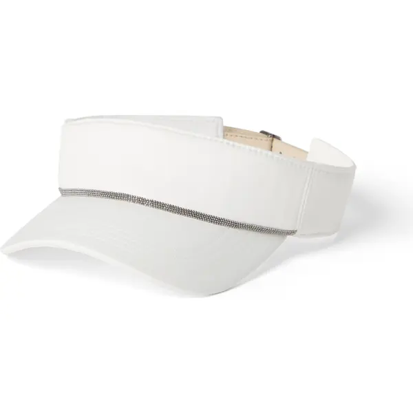 Brunello Cucinelli Nylon Visor With Monili Detail - White