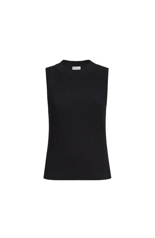 Brunello Cucinelli Ribbed Jersey Top - Black
