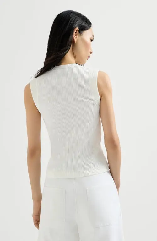 Brunello Cucinelli Ribbed Jersey Top - Ivory