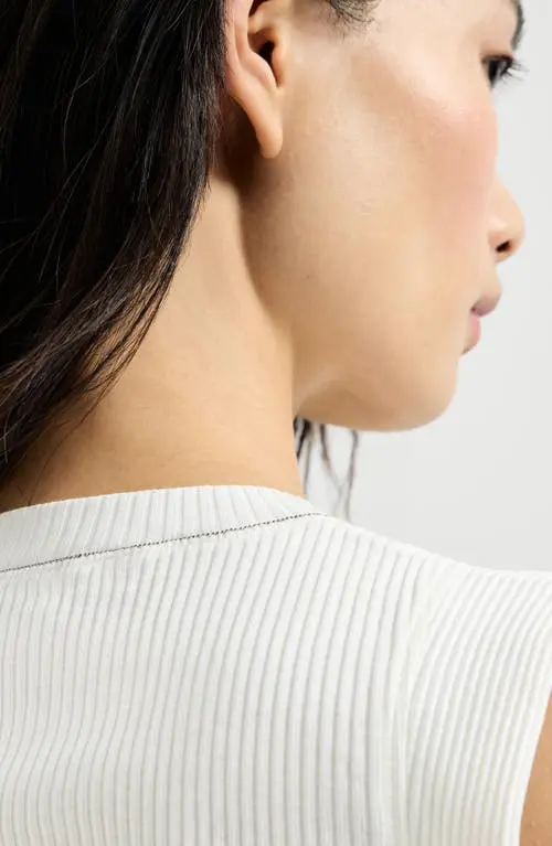 Brunello Cucinelli Ribbed Jersey Top - Ivory