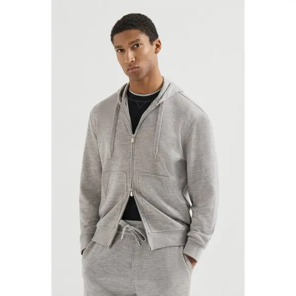 Brunello Cucinelli French Terry Zip Up Hoodie - Grey