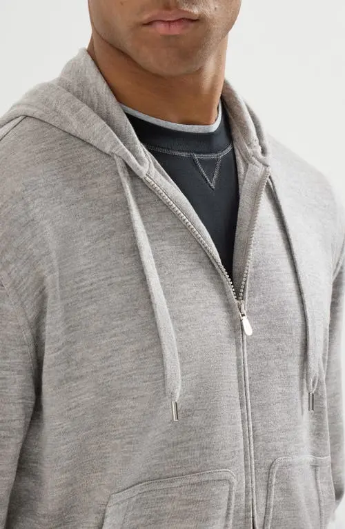 Brunello Cucinelli French Terry Zip Up Hoodie - Grey