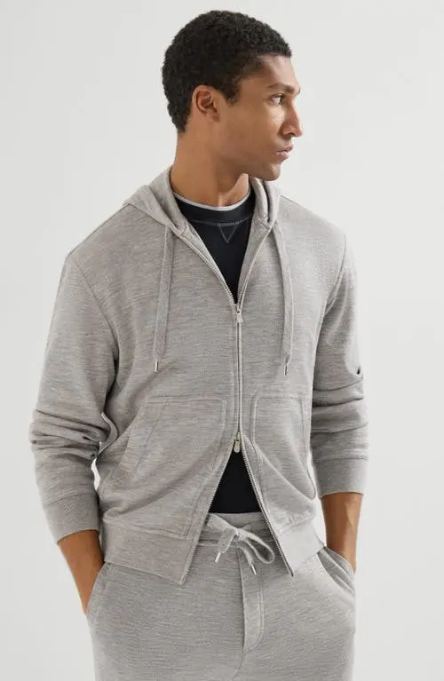 Brunello Cucinelli French Terry Zip Up Hoodie - Grey