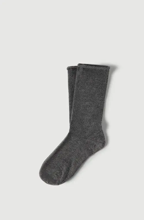Brunello Cucinelli Cashmere Blend Knit Ankle Socks - Anthracite