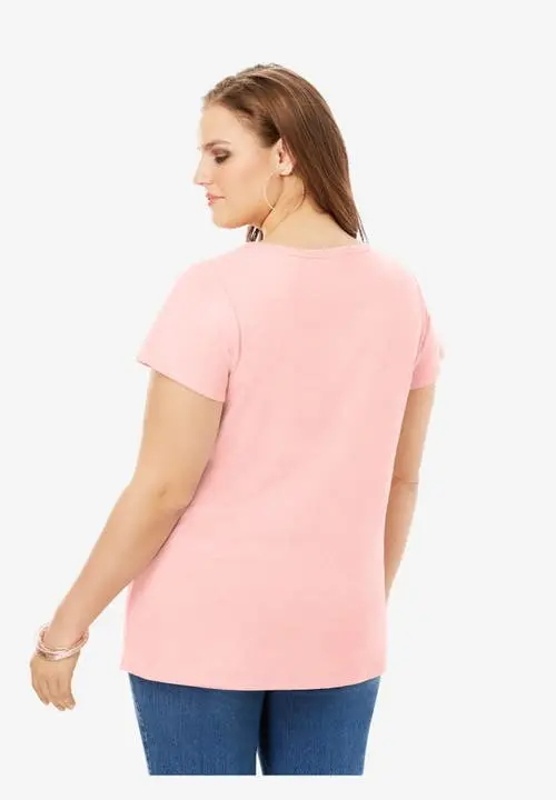 Roaman's Cotton Ultimate Flutter Sleeve Sweetheart Tee - Cool Sage