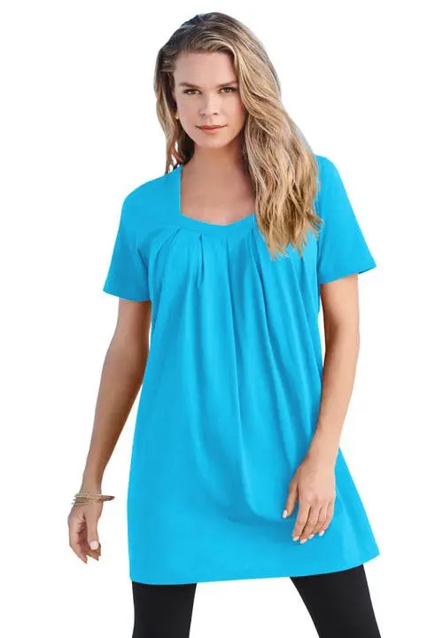 ROAMAN'S Ultimate Pleatneck Tunic - Ocean