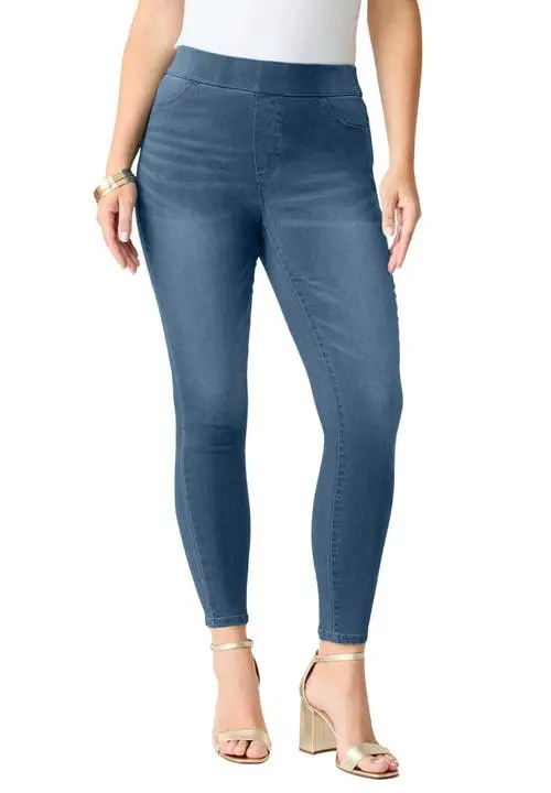 Roaman's 360° Stretch Embellished Jeggings - Medium Stonewash