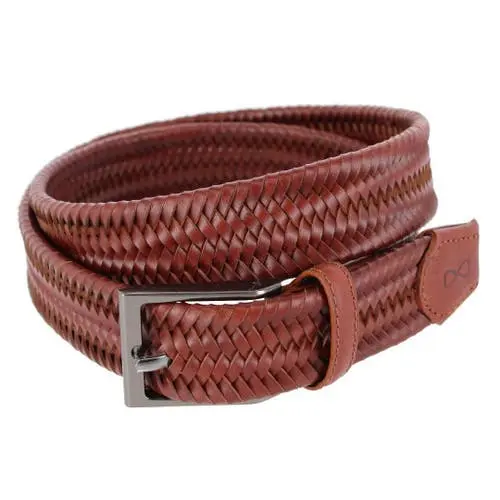 Trafalgar Andres Classic 35mm Leather Stretch Dress Belt - Brown