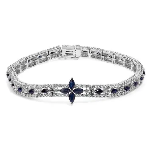 HAUS OF BRILLIANCE Sterling Sapphire And Topaz Link Bracelet - Silver