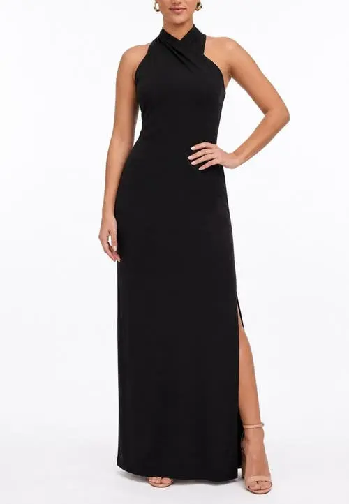 Rachel Rachel Roy Harland Crossover Halter Maxi Gown - Black